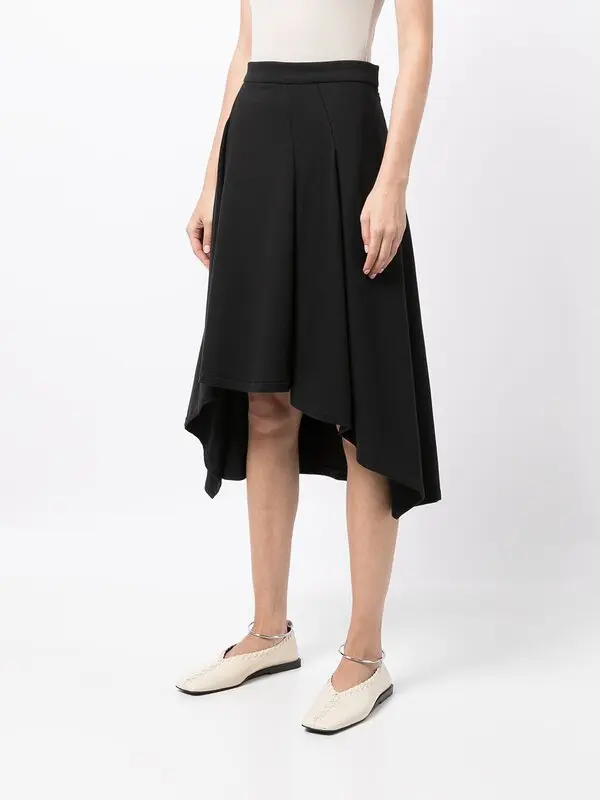 SHANSHAN RUAN Asymmetric Pleated Midi Skirt