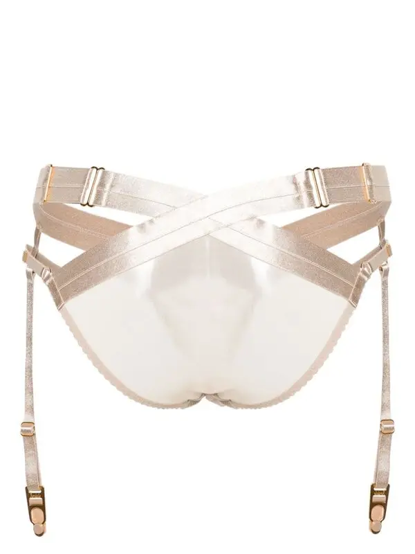 BORDELLE Tomoe Satin Harness Brief - Brown