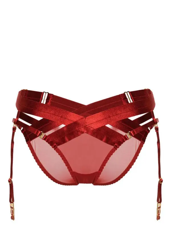 BORDELLE Tomoe Satin Harness Brief - Red