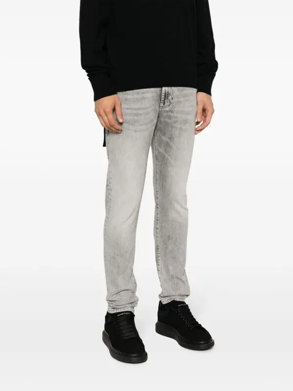 Versace Whiskering-effect Straight-leg Jeans - Grey