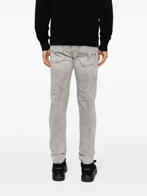 Versace Whiskering-effect Straight-leg Jeans - Grey