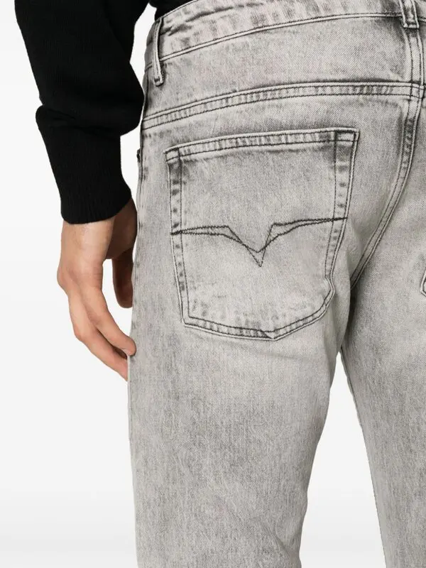 Versace Whiskering-effect Straight-leg Jeans - Grey