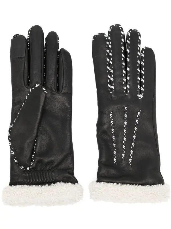 AGNELLE Marie-louise Leather Gloves - Black