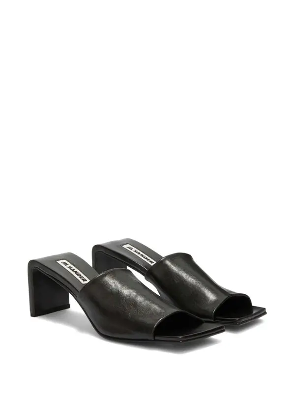 JIL SANDER Square Open-toe Leather Sandals - Black