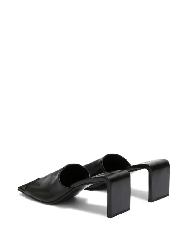 JIL SANDER Square Open-toe Leather Sandals - Black