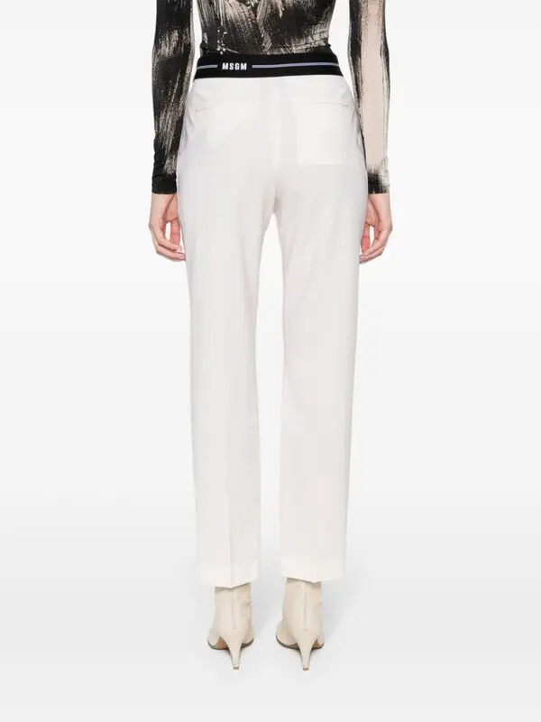 MSGM Logo-waistband Tapered Trousers - Neutrals