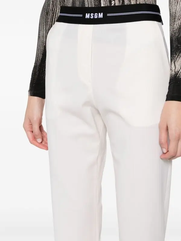 MSGM Logo-waistband Tapered Trousers - Neutrals