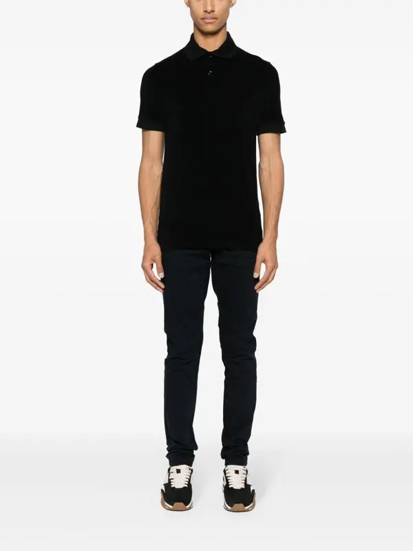 TOM FORD Towelling Cotton-blend Polo Shirt - Black