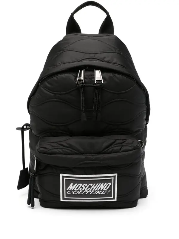 Moschino Patch Quilted Backpack In Black - 60% Off  display picture 3