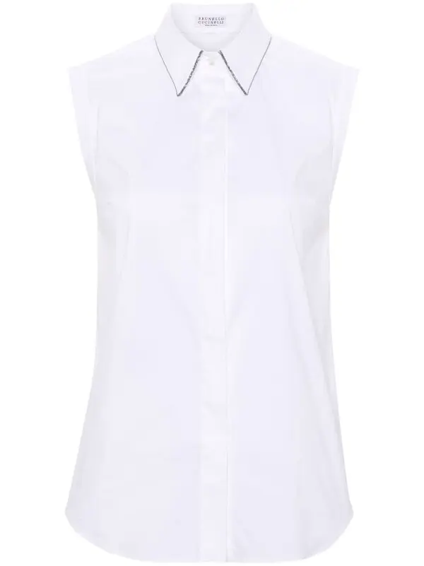 Brunello Cucinelli Sleeveless Button-up Shirt - White