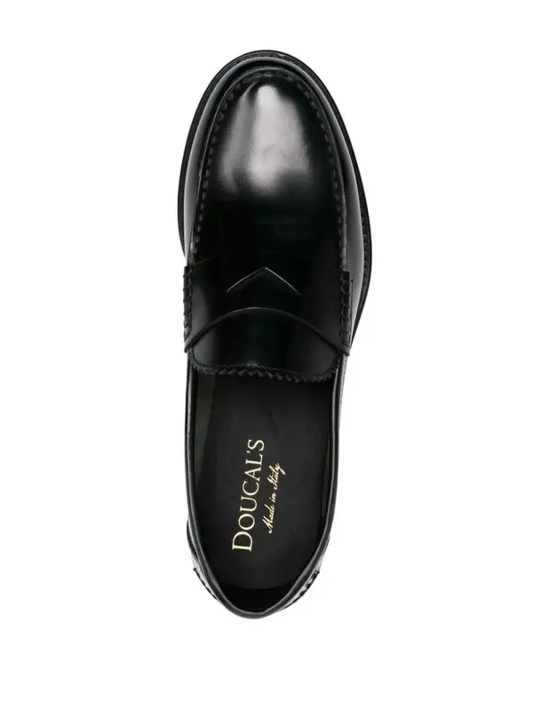 DOUCAL'S Patent Leather Penny Loafers - Black