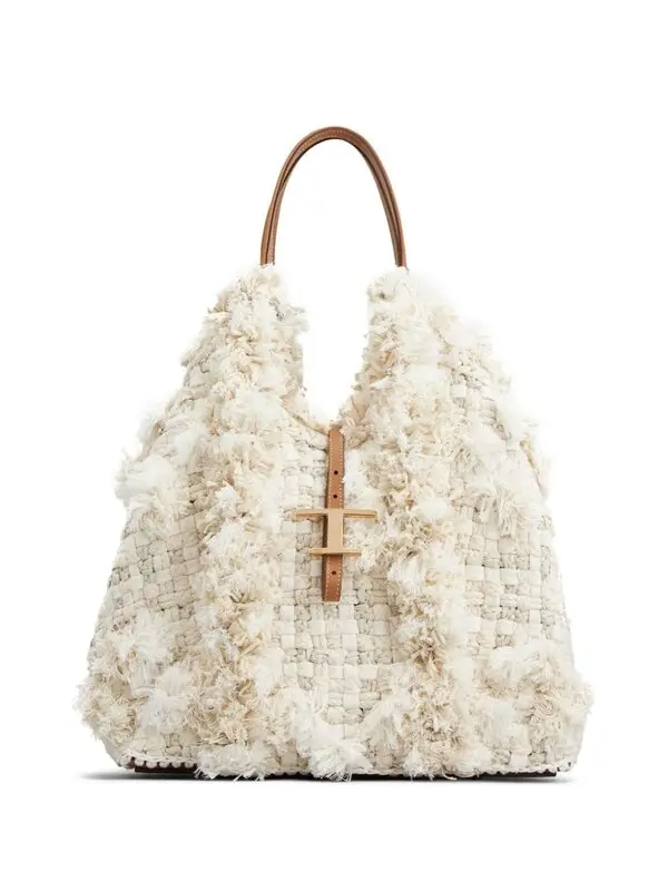 TOD'S Textured Woven Cotton Shoulder Bag
