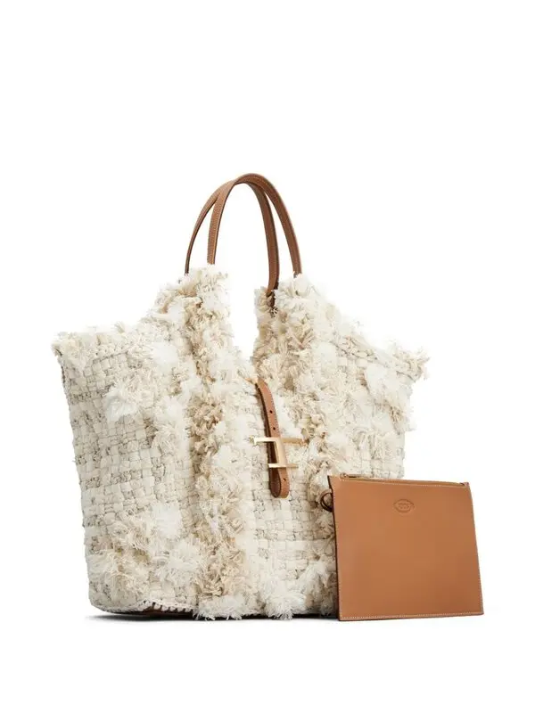 TOD'S Textured Woven Cotton Shoulder Bag