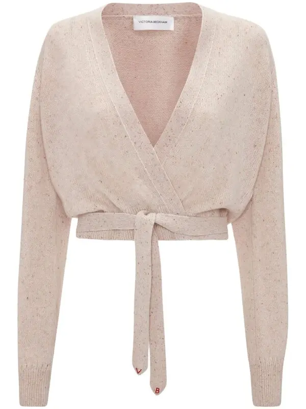 Victoria Beckham Wrap-front Cashmere Cardigan - Neutrals
