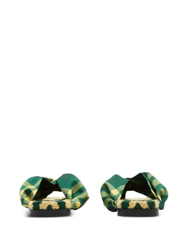 Burberry Check Pool Flat Slides - Green