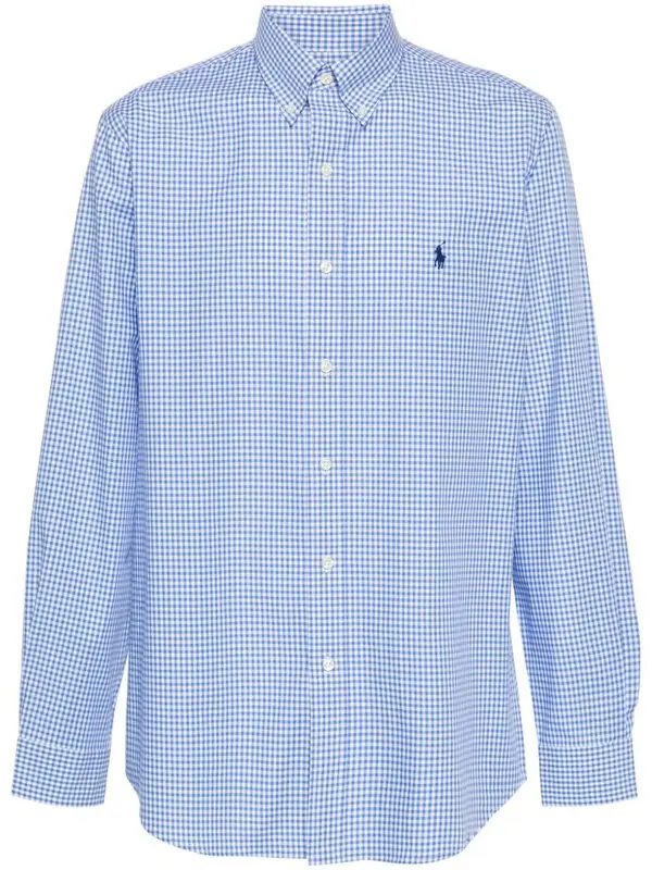 Polo Ralph Lauren Polo Pony Checked Polo Shirt - Blue