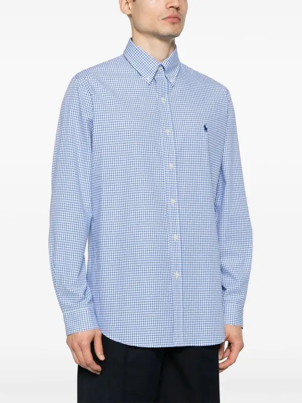 Polo Ralph Lauren Polo Pony Checked Polo Shirt - Blue