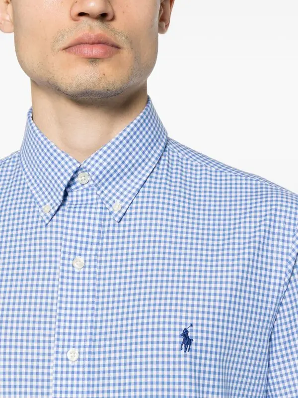 Polo Ralph Lauren Polo Pony Checked Polo Shirt - Blue
