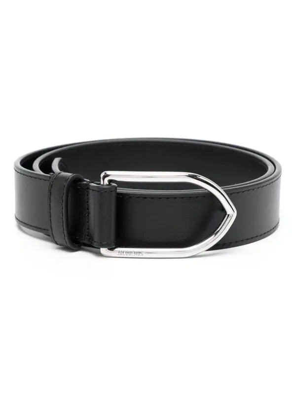 Jacquemus Logo-engraved Leather Belt - Black