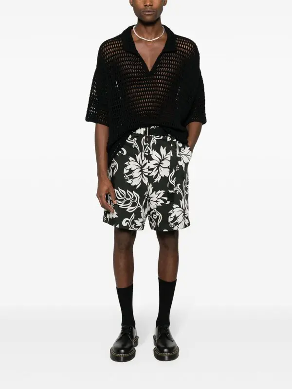 Sacai Floral-print Poplin Shorts