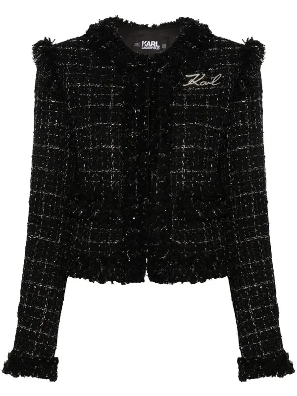 Karl Lagerfeld Logo-plaque Tweed Jacket