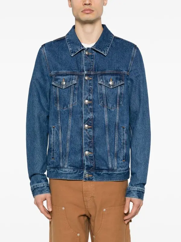 Palm Angels Embossed-monogram Denim Jacket - Blue