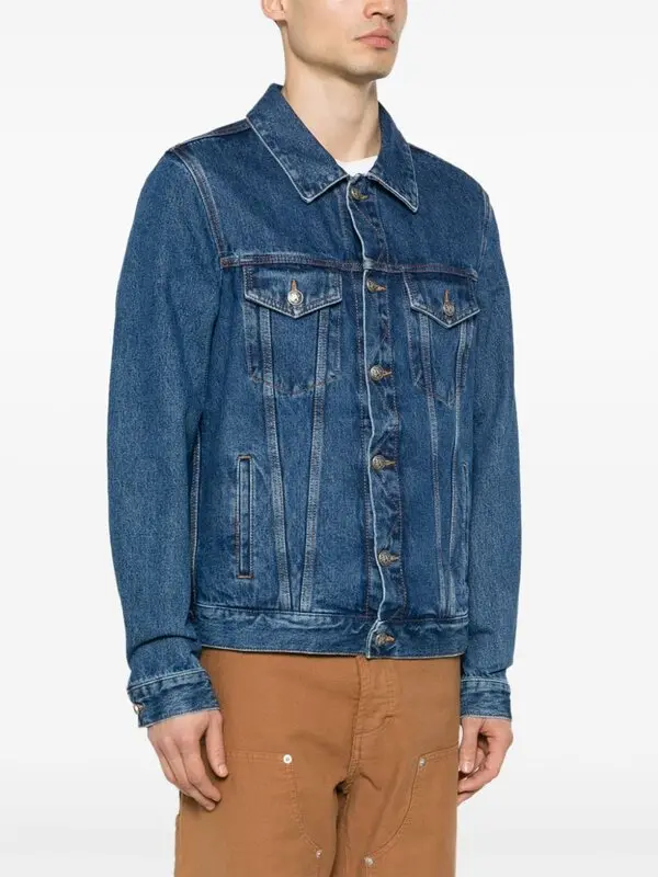 Palm Angels Embossed-monogram Denim Jacket - Blue
