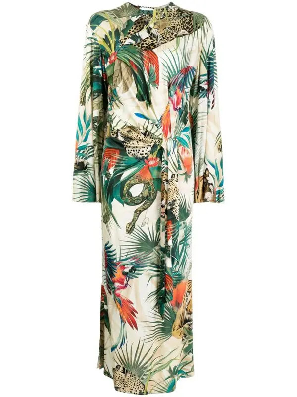 Roberto Cavalli Jungle-print Maxi Wrap Dress