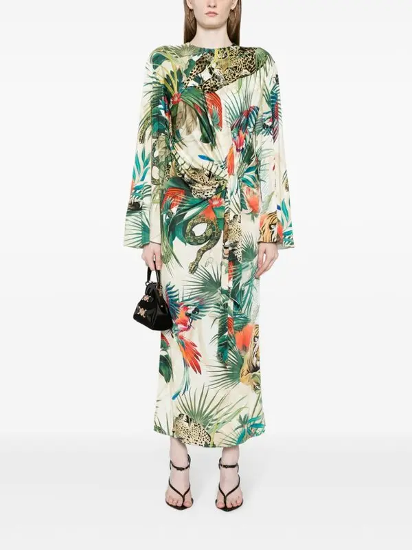 Roberto Cavalli Jungle-print Maxi Wrap Dress