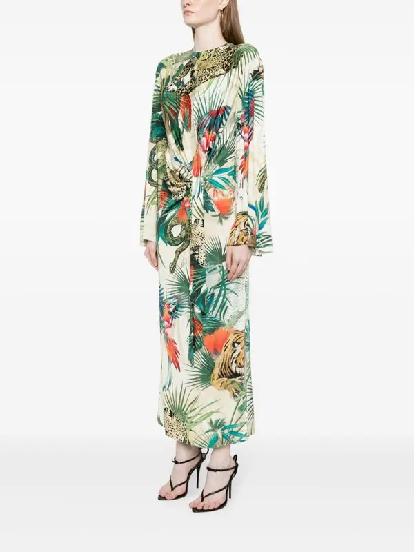 Roberto Cavalli Jungle-print Maxi Wrap Dress