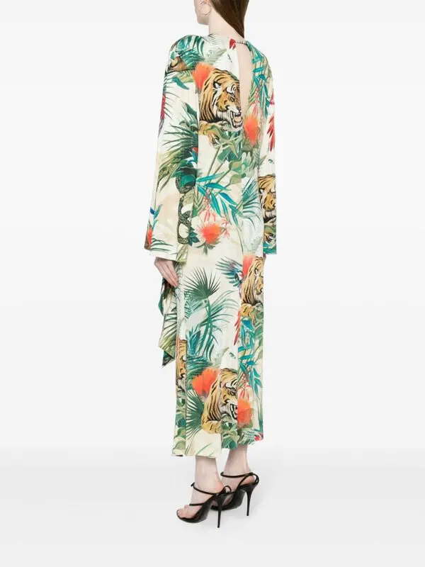 Roberto Cavalli Jungle-print Maxi Wrap Dress