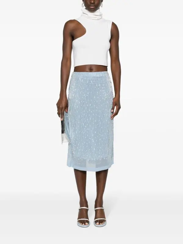 P.a.r.o.s.h Bead-embellished Chiffon Knee-length Skirt