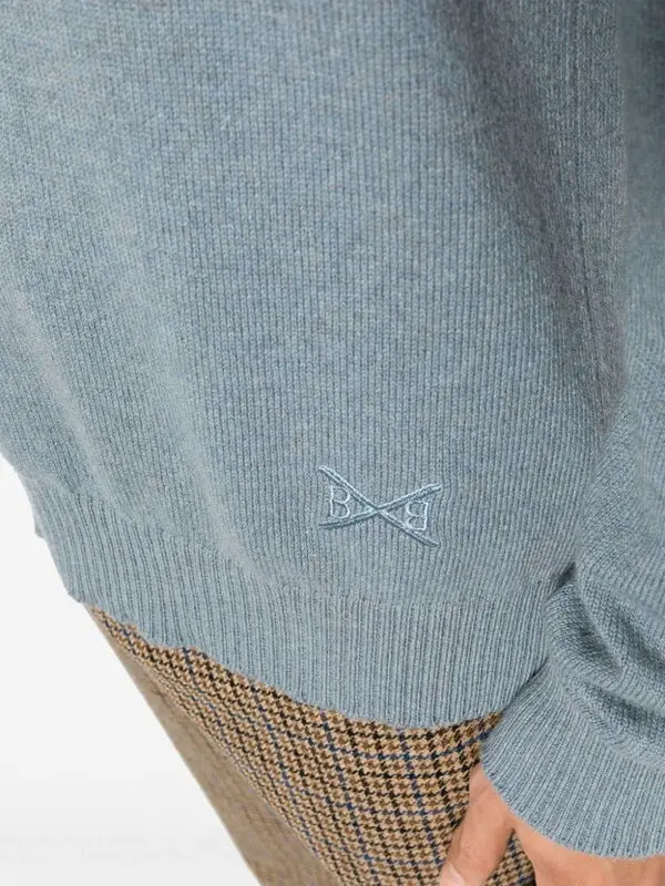 BARRIE B Label Cashmere Jumper - Blue