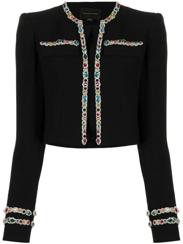Zuhair Murad Crystal-embellished Cady Cropped Jacket