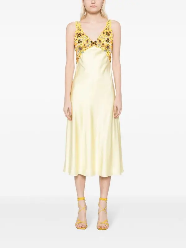 MARY KATRANTZOU Beaded Stretch-silk Slip Dress