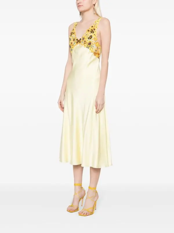 MARY KATRANTZOU Beaded Stretch-silk Slip Dress