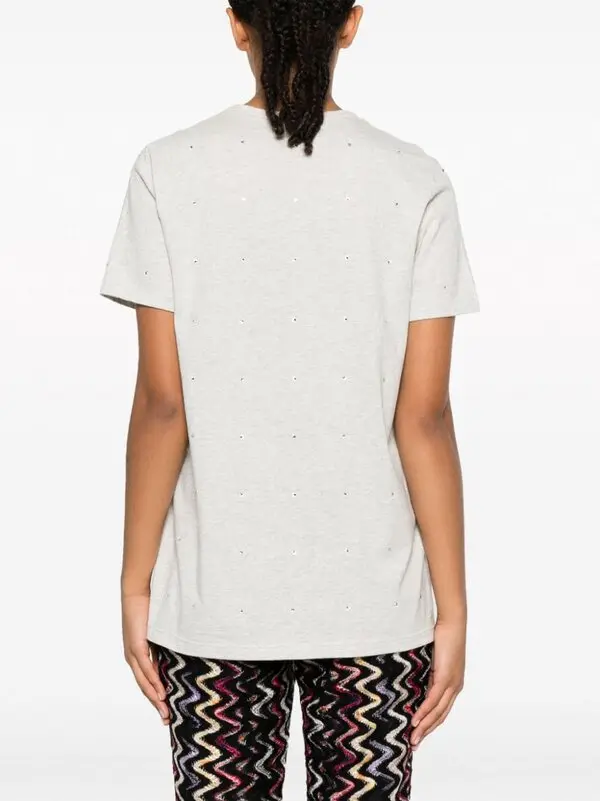 BARRIE Logo-embroidered Embellished T-shirt - Grey