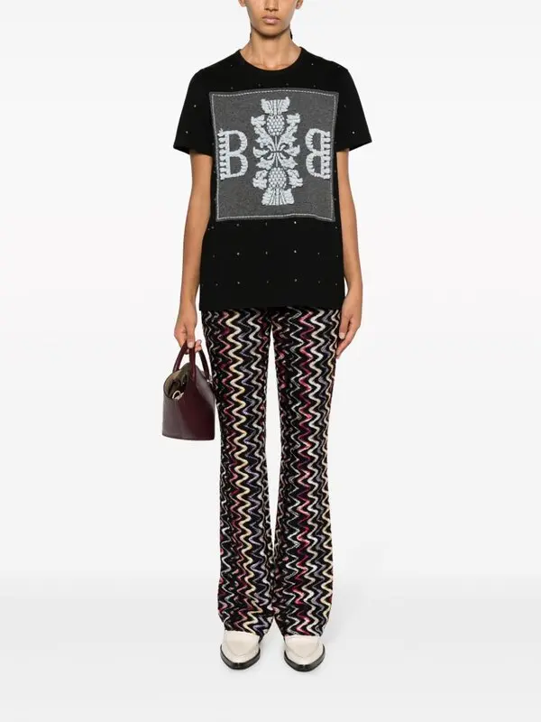 BARRIE Logo-embroidered Embellished T-shirt - Black