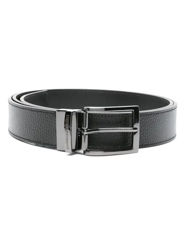 Emporio Armani Grained Leather Belt - Black
