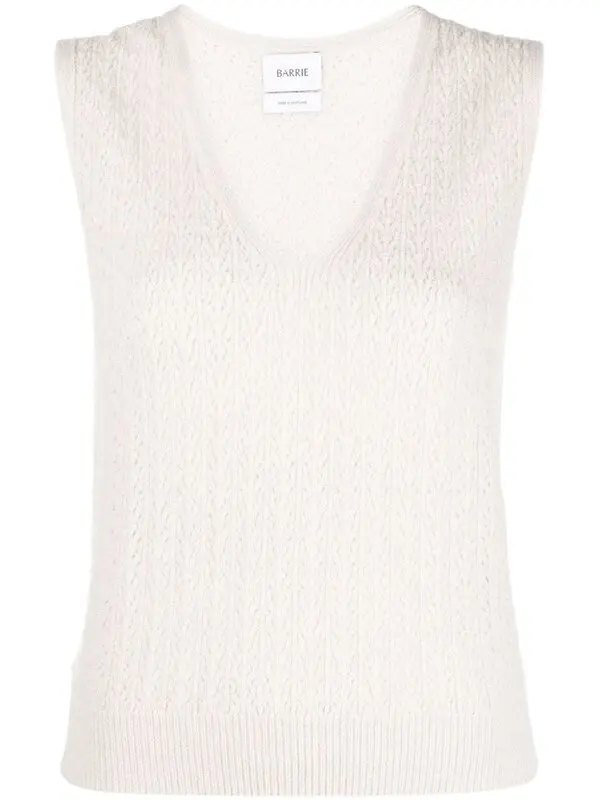 BARRIE V-neck Cashmere Top - Neutrals