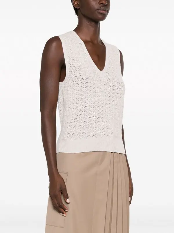 BARRIE V-neck Cashmere Top - Neutrals
