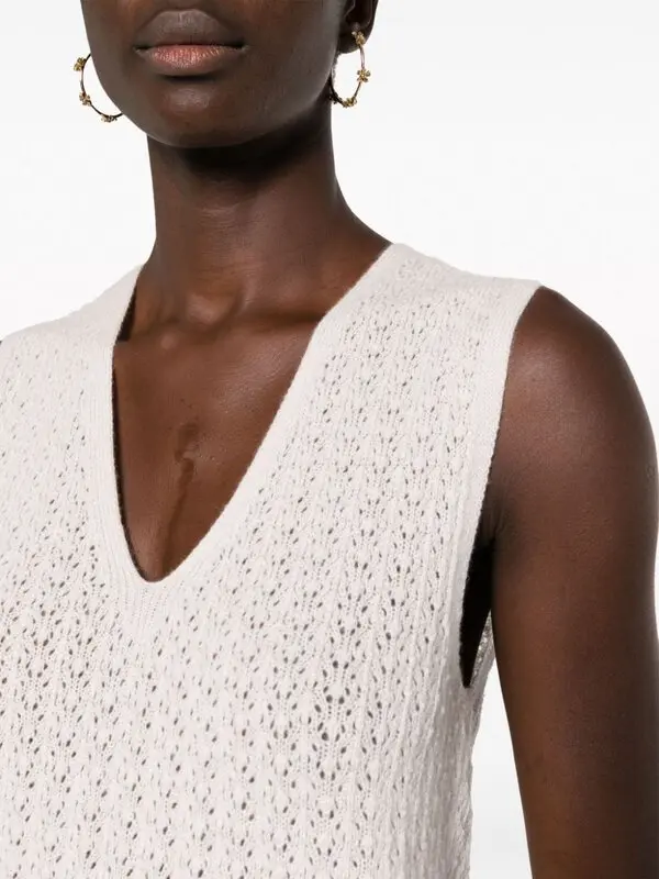 BARRIE V-neck Cashmere Top - Neutrals
