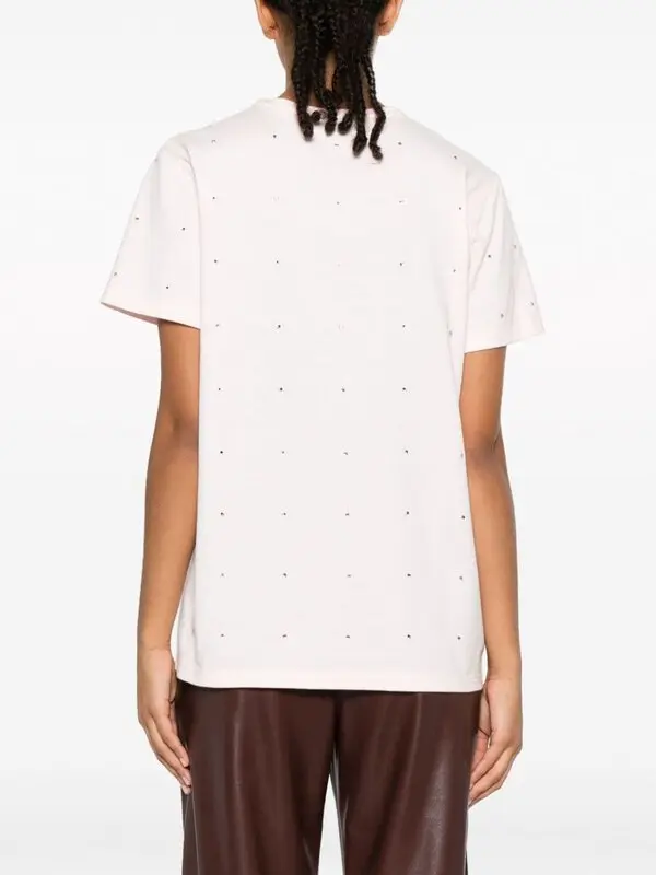 BARRIE Logo-embroidered Embellished T-shirt - Pink