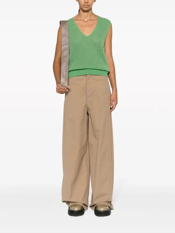 BARRIE V-neck Cashmere Top - Green