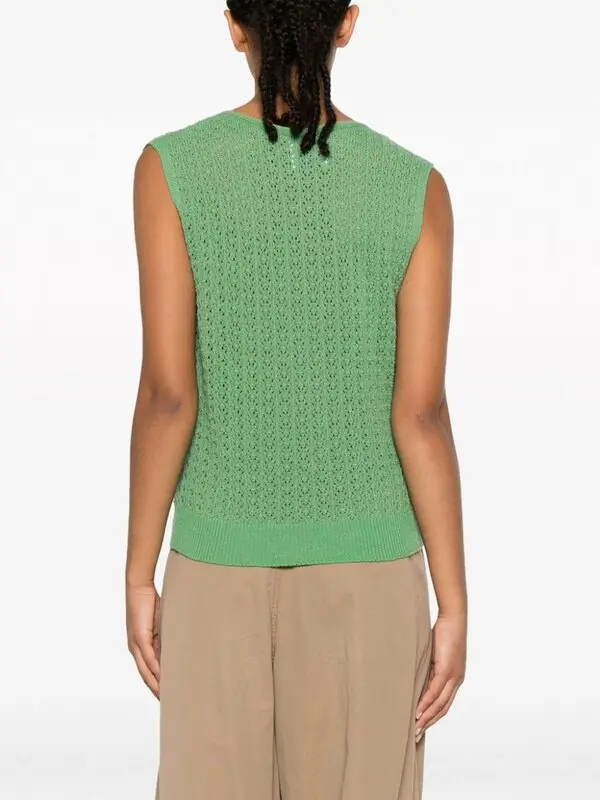 BARRIE V-neck Cashmere Top - Green