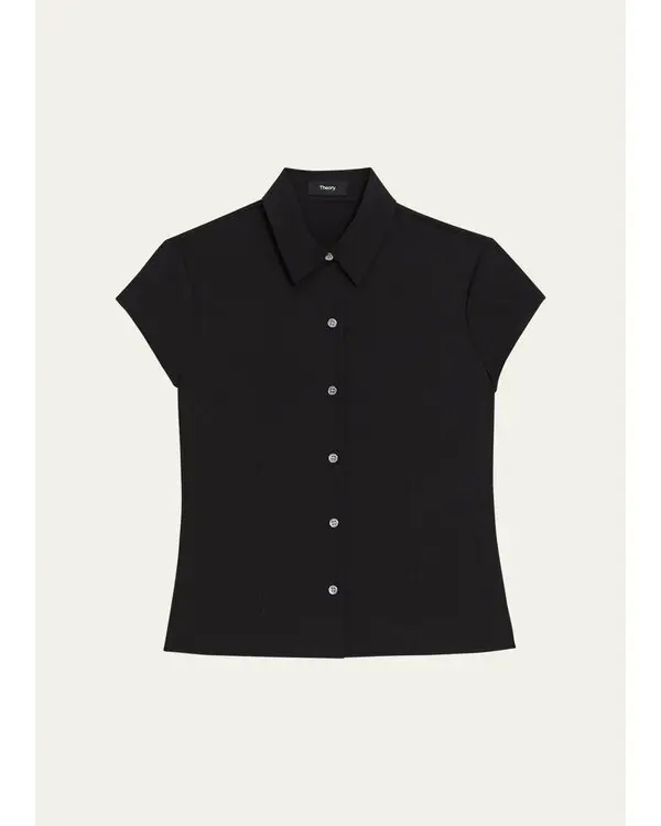 Theory Cap-sleeve Silk Georgette Blouse - Black - 00