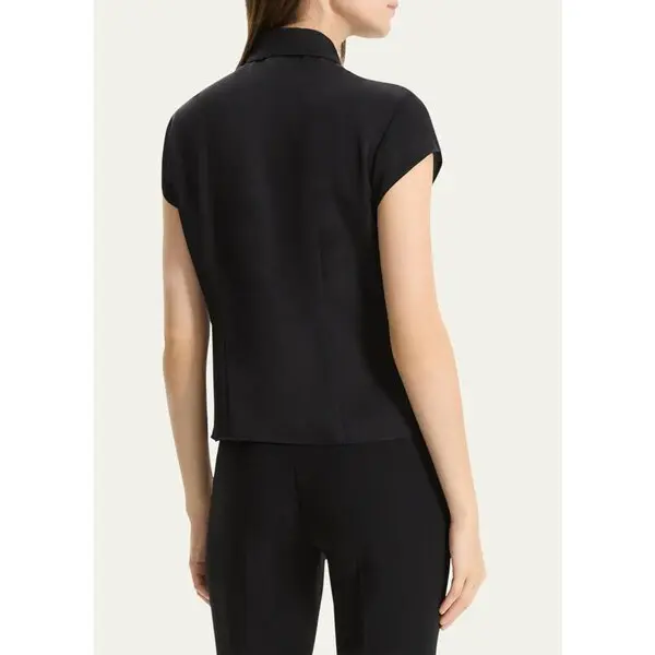 Theory Cap-sleeve Silk Georgette Blouse - Black - 00