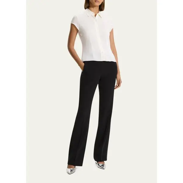 Theory Cap-sleeve Silk Georgette Blouse - Black - 00