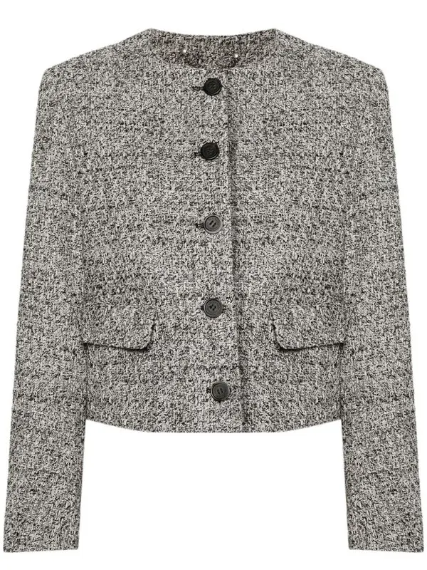 GOLDEN GOOSE Bouclé Cropped Jacket - Black