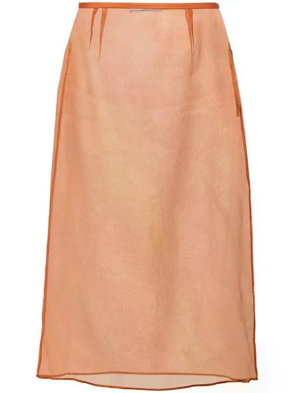 Prada Organza Midi Skirt - Brown